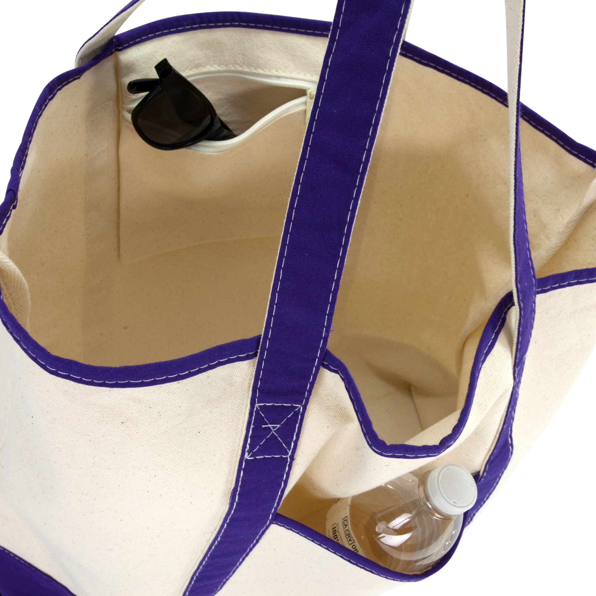 DALIX Women's Canvas Tote Bag Shoulder Bags Open Top Purple Monogram L