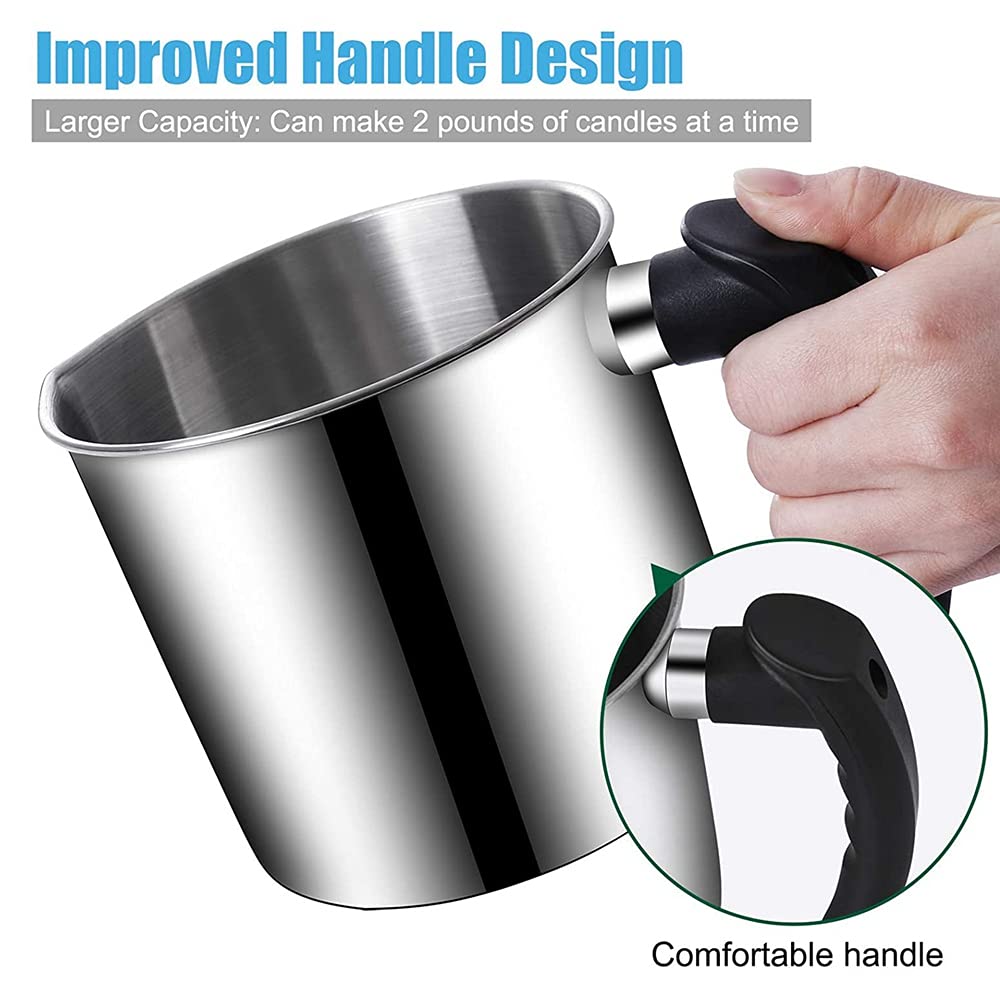 Lizusidtsy Candle Making Pouring Pot, 44 Oz Double Boiler Wax Melting Pot, Candle Making Pitcher, Heat- Handle