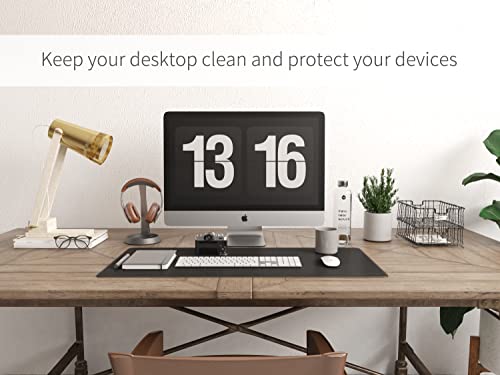 RENMTURE Dual-Sided Desk Pad, Natural Cork & PU Leather Large Mouse mats for Office and Home Work, Desk Protector Non-Slip, Waterproof, Easy Clean (Black, 36"x17")