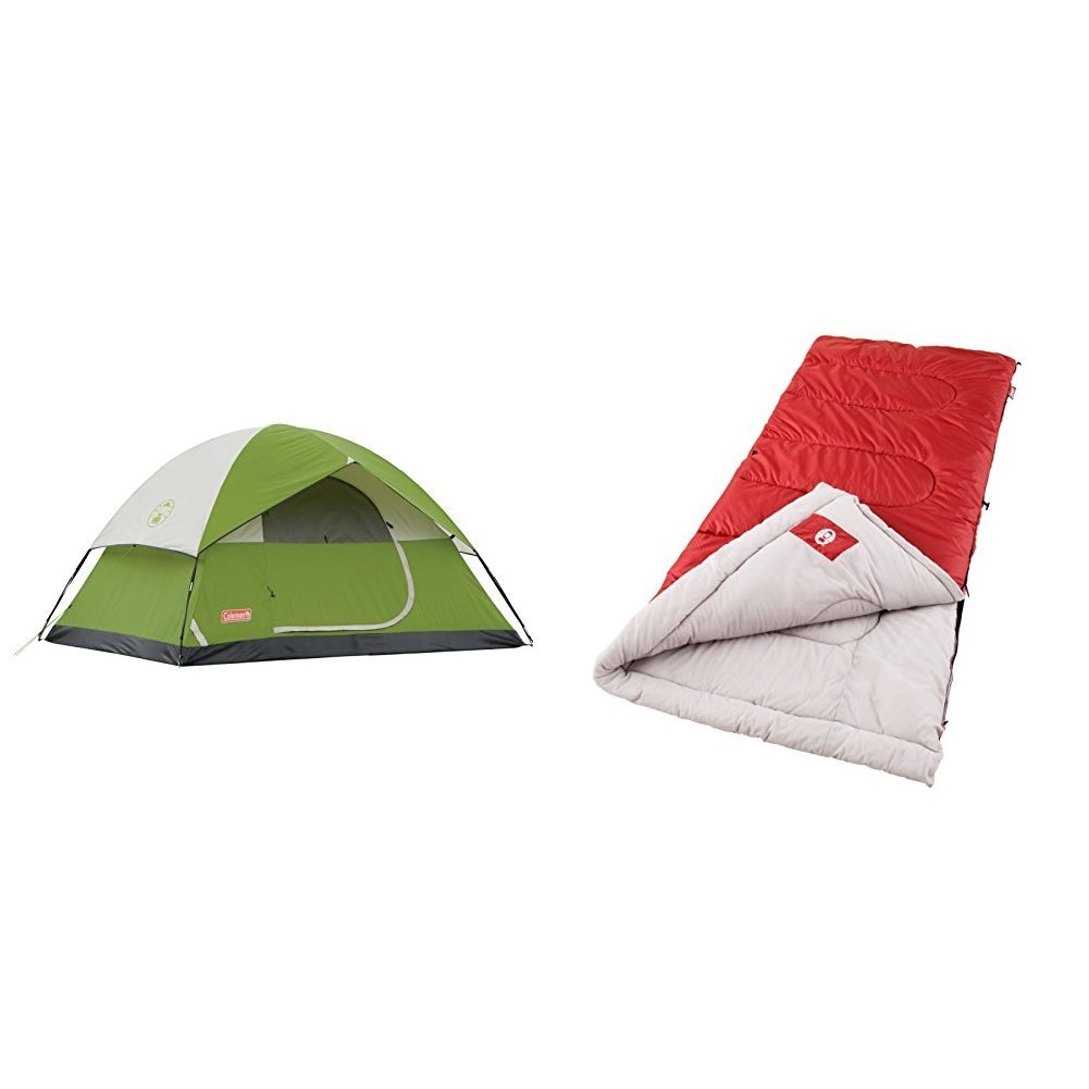 Coleman Sundome 4-Person Tent w/ 2 Coleman Palmetto Cool Weather Sleeping Bags