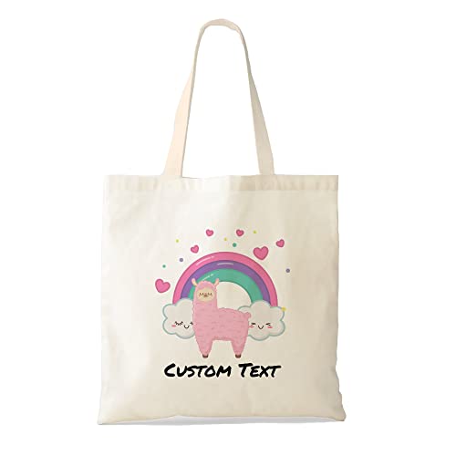 Dancinggoods Personalized llama Cotton Tote Bag with handle for Animals Lovers Series 3, Canvas Bag