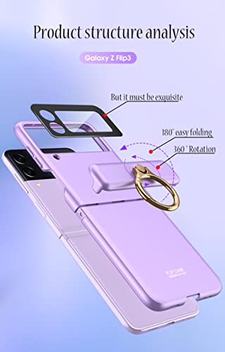 SHIEID Samsung Flip 3 Case with Ring, Z Flip 3 Case Hinge Protection, Flip Z 3 Case Shockproof Magnetic Attraction Hinge Protective Case Compatible with Galaxy Z Flip 3 5G, Black