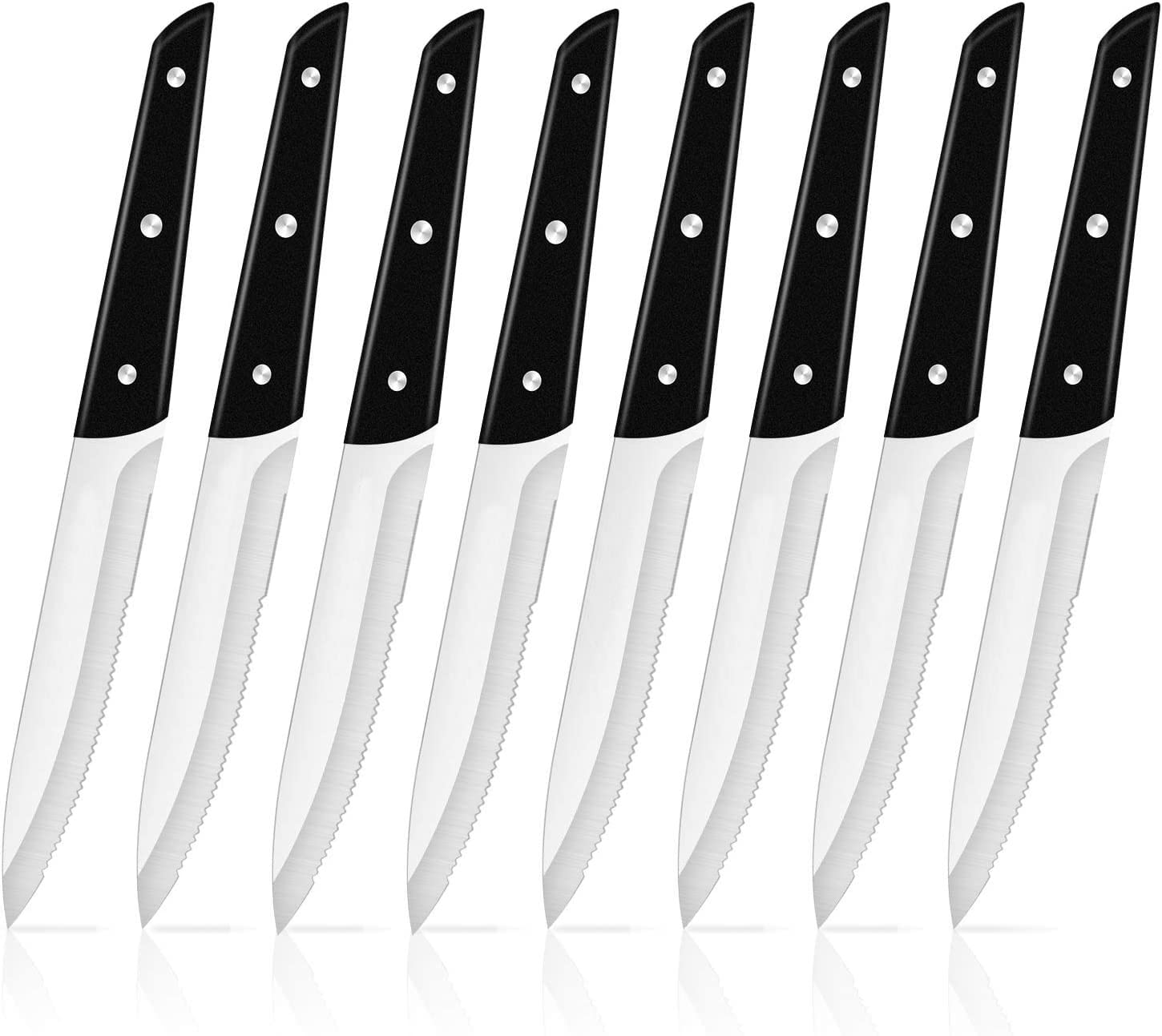 Knife Sets with Block, 8-Piece Kitchen Knife Set with Sharpener, Germany Stainless Steel Knife Block Set and Serrated Steak Knives