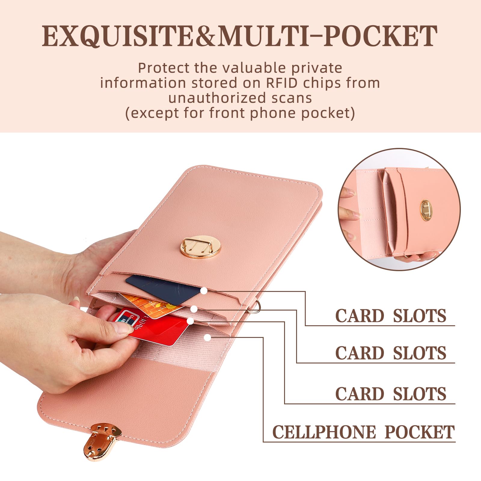 Toniker PU Leather Multi Pocket Casual Small Crossbody Bag Cell Phone Purse Wallet for Women