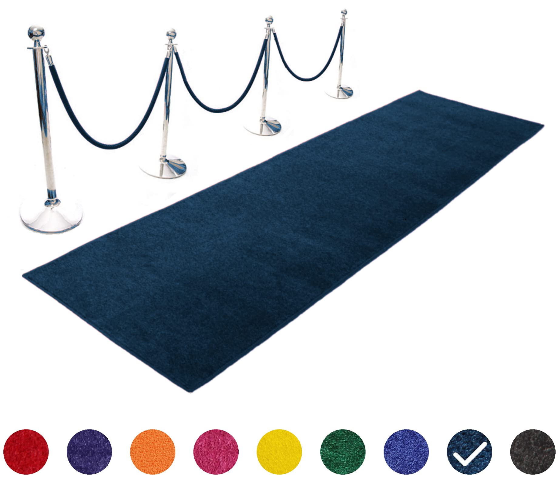 Event Carpet Aisle Runner - Quality Plush Pile Rug with Backing, Binding in Various Sizes (6 X 25 ft, Dark Blue)