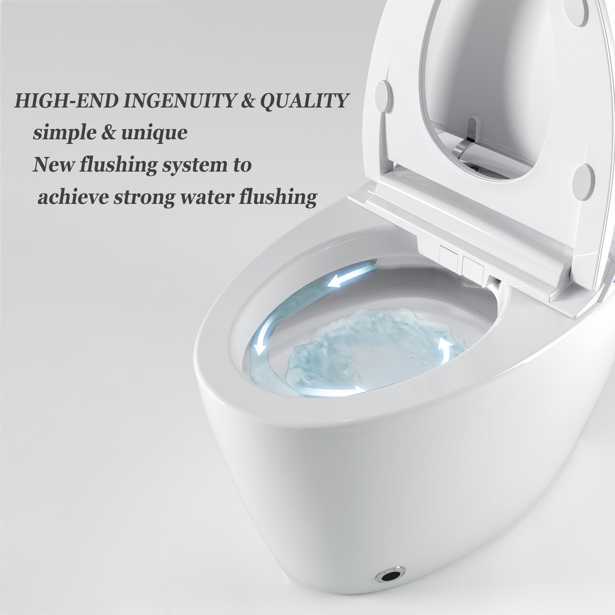 Kogven Smart Bidet Toilet with Adjustable Heated Seat, Modern One-piece Bidet Toilet with Auto Flush, Foot Sensor, LED Night Light, Soft Close Lid, No Buttocks Washing Function