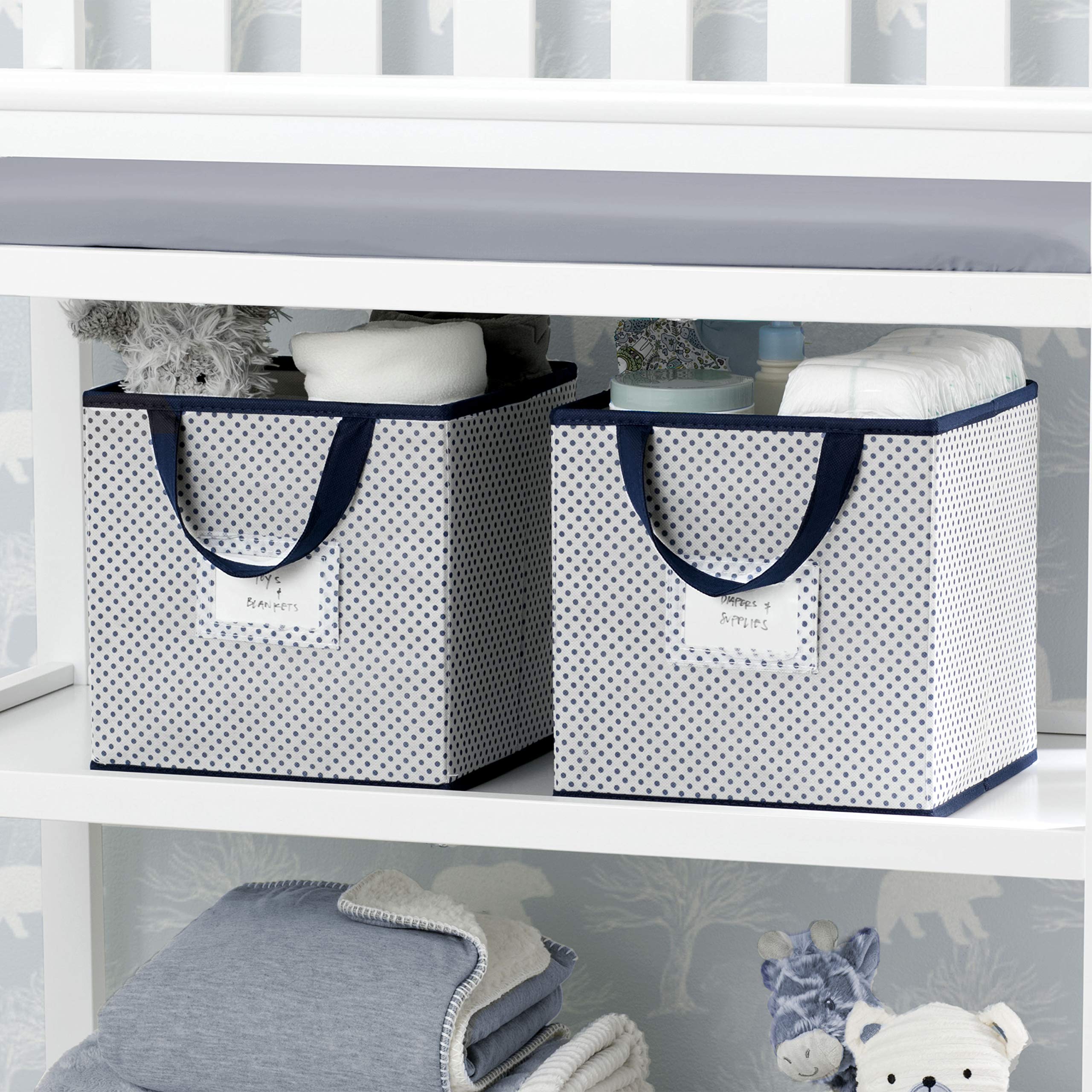 Delta Children 12 Piece Foldable Storage Cubes/Bins, Navy