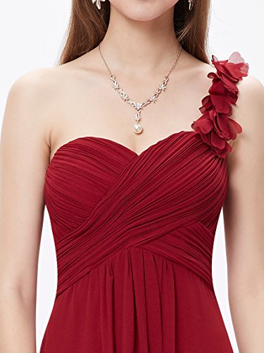 Ever-Pretty Womens Flower One Shoulder Long Bridesmaids Dress 4 US Burgundy