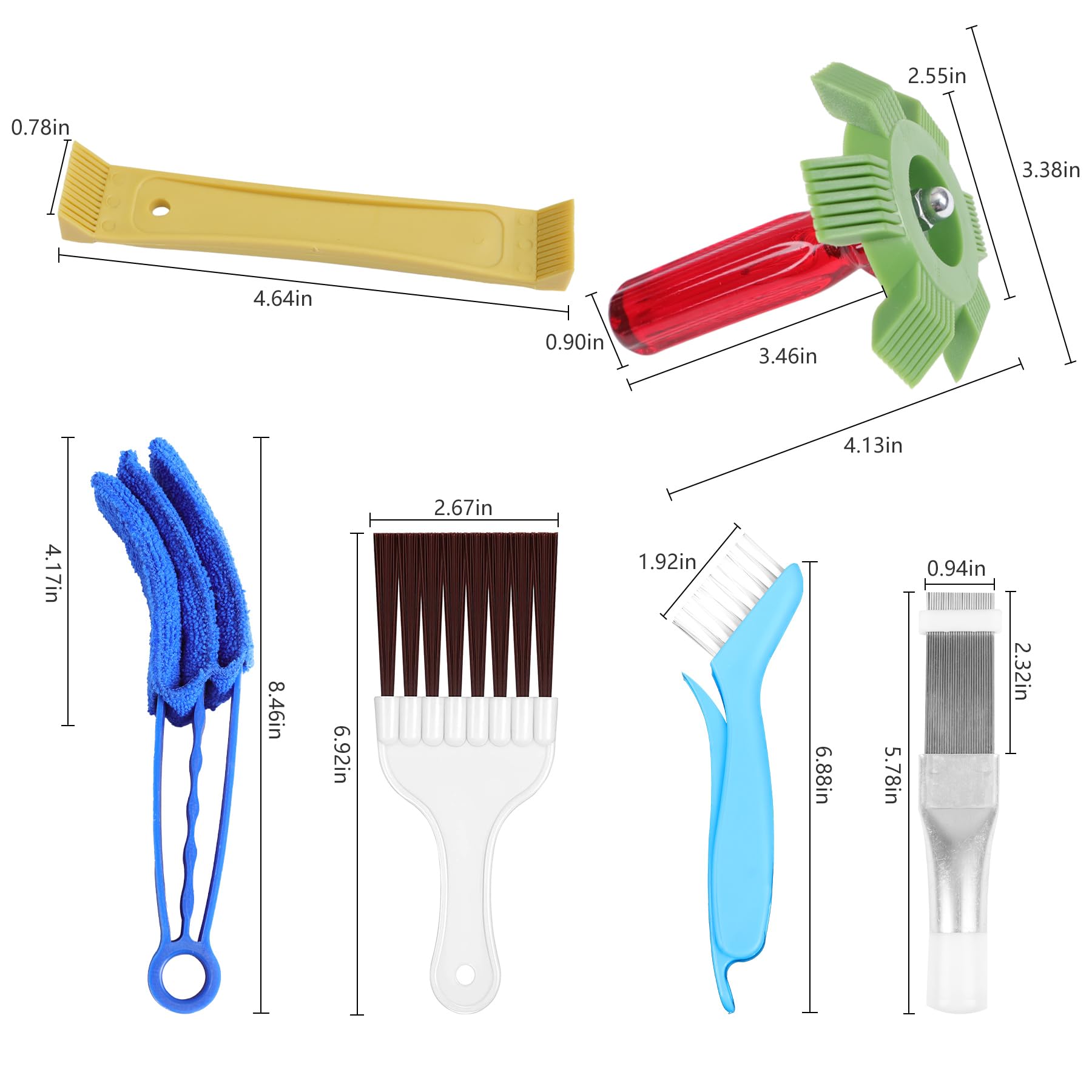 Jakaphoric 6 Pcs Air Conditioner Fin Comb Cleaner Set, Ac Fin Comb Straightener Tool, Radiator Comb for a/c Unit,Ac Coil Cleaner Kit Brush for Evaporator Radiator Repair Clean Tool