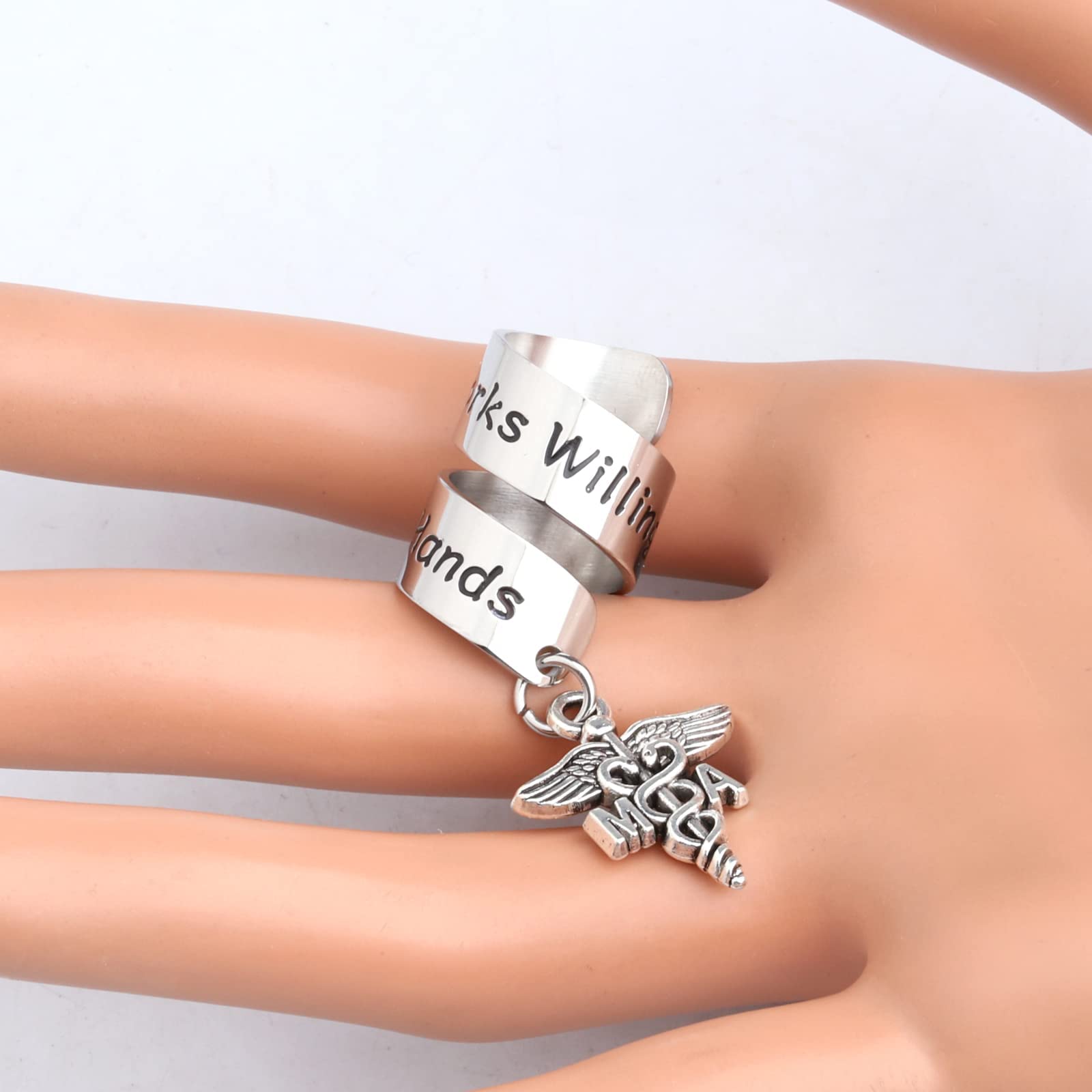 HOLLP Medical Assistant Gift Therapy Jewelry She Works Willingly Stethoscope ID for Healthcare Worker (MA)