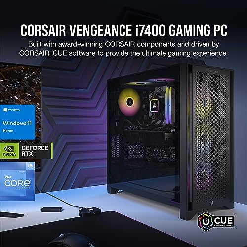Corsair Vengeance i7400 Series Gaming PC - Liquid Cooled Intel® Core™ i5 12600KF CPU - NVIDIA® GeForce RTX™ 4060 GPU - 1TB M.2 SSD - 16GB Vengeance RGB DDR4 Memory - Black