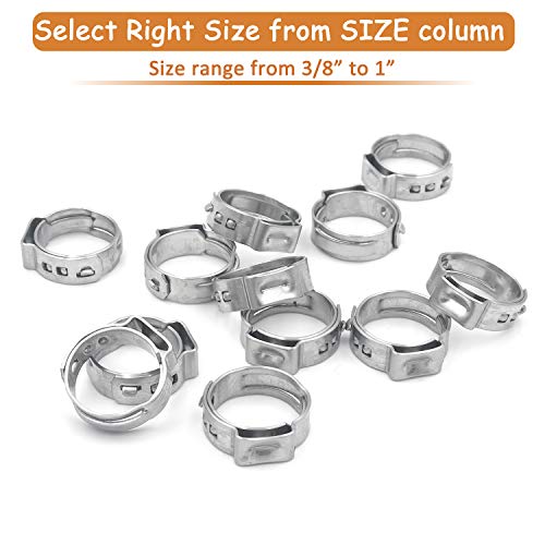 ISPINNER 24pcs 1 Inch PEX Cinch Clamps, 304 Stainless Steel Cinch Crimp Rings Pinch Clamps for PEX Tubing Pipe Fitting Connections (1 Inch)