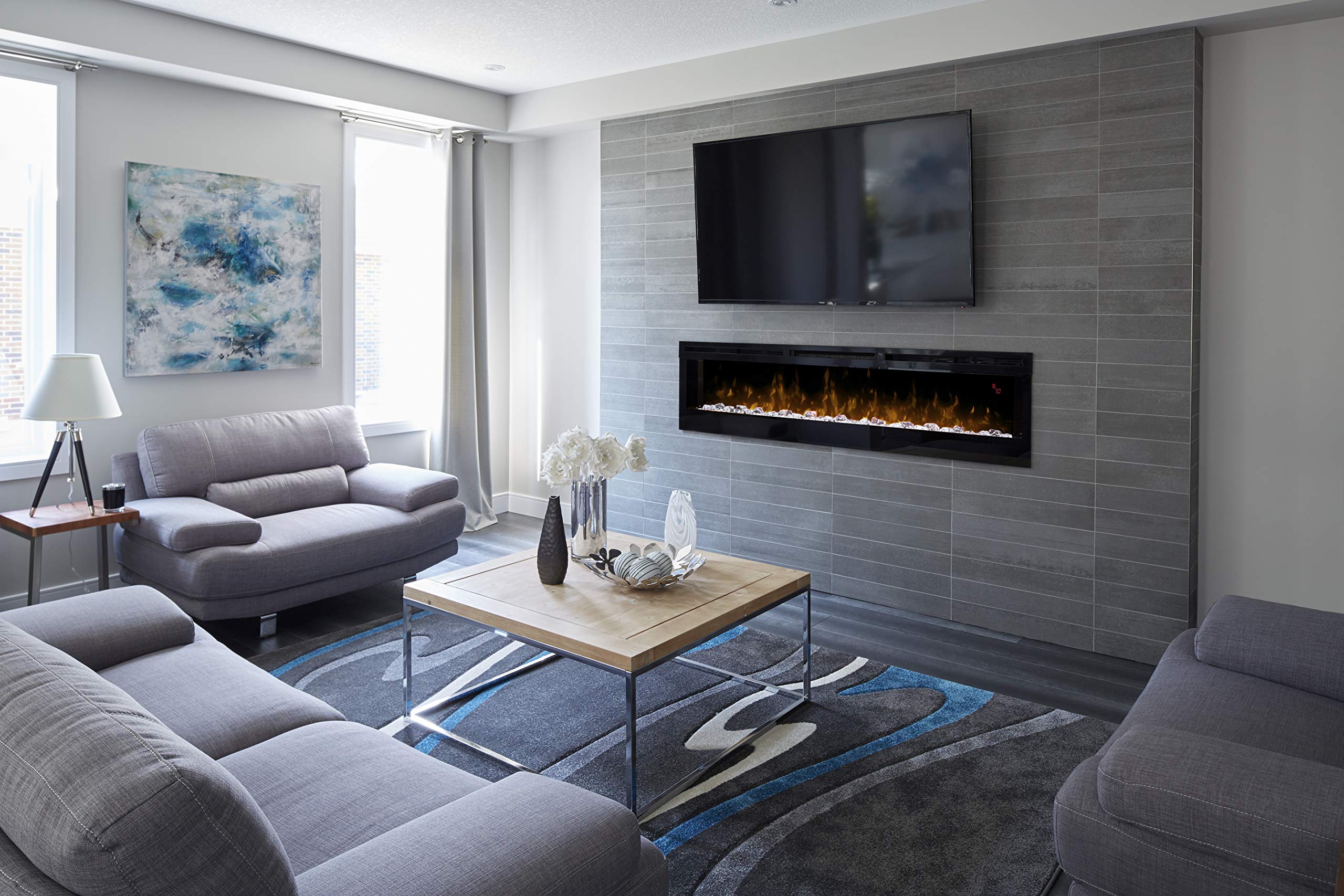 Dimplex Prism 50" Wall-Mounted Linear Electric Fireplace with Acrylic Ember Bed (Model: BLF5051), 4197 BTU, 120 Volt, 1230 Watt, Black