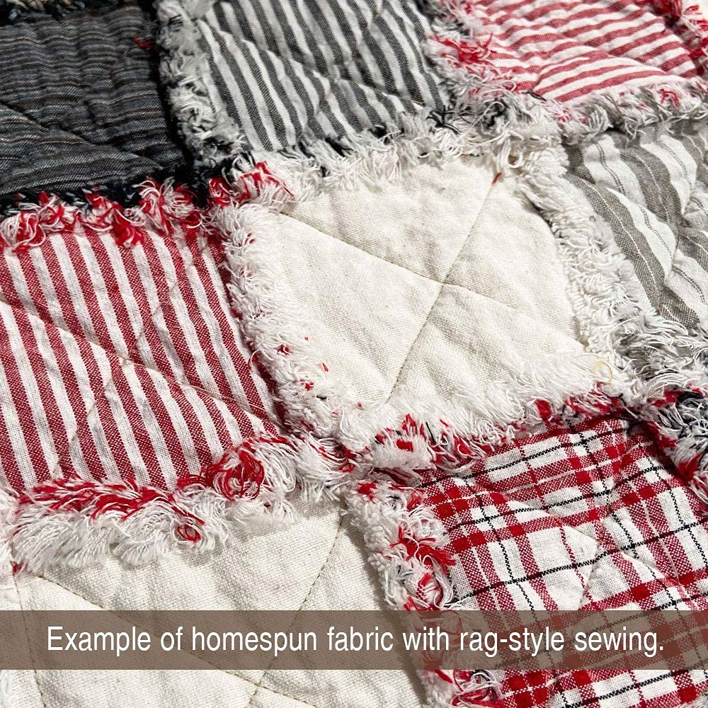 Peppermint Red White Christmas Cotton Homespun Plaid Fabric by JCS - Sold by The Yard
