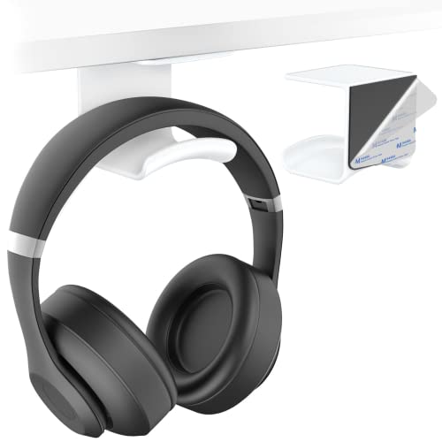 HomeMount Headphone Hook Under Desk - Headphone Holder Under Table, Adhesive Gaming Headphone Stand Hanger Desk Mount for Most Headphone(White)
