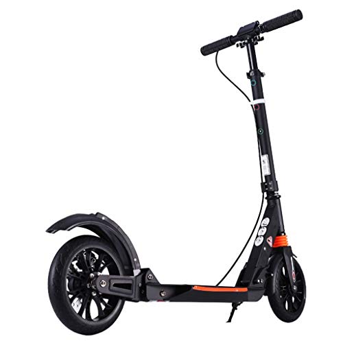 Commuter Scooter, Scooter, Adult Folding Two-Wheeled Scooter Can Bear 150KG, 2 Diameter 20CM PU Wheels, Double Brake System Adjustable Height (Non-Electric)