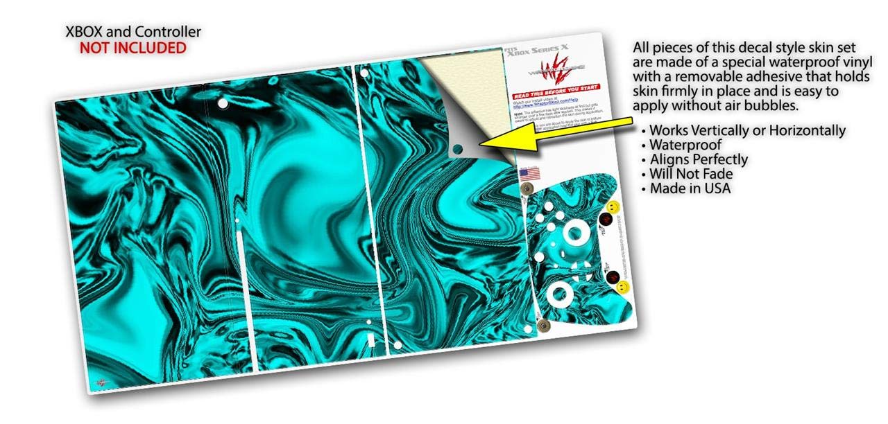 WraptorSkinz Skin Decal Vinyl Wrap compatible with the XBOX Series X Console and Controller - Liquid Metal Chrome Neon Teal (GAMING CONSOLE NOT INCLUDED)
