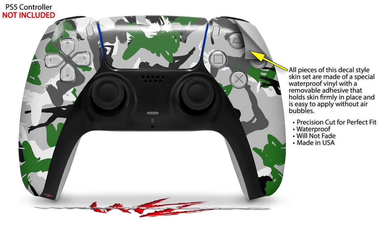 WraptorSkinz Skin Wrap compatible with Sony PS5 DualSense Controller Sexy Girl Silhouette Camo Green (CONTROLLER NOT INCLUDED)