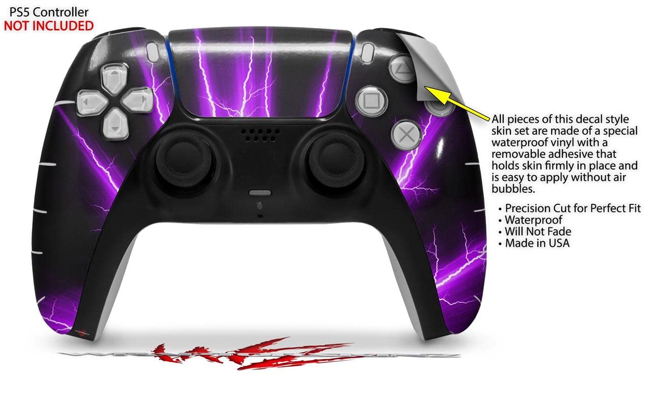 WraptorSkinz Skin Wrap compatible with Sony PS5 DualSense Controller Lightning Purple (CONTROLLER NOT INCLUDED)