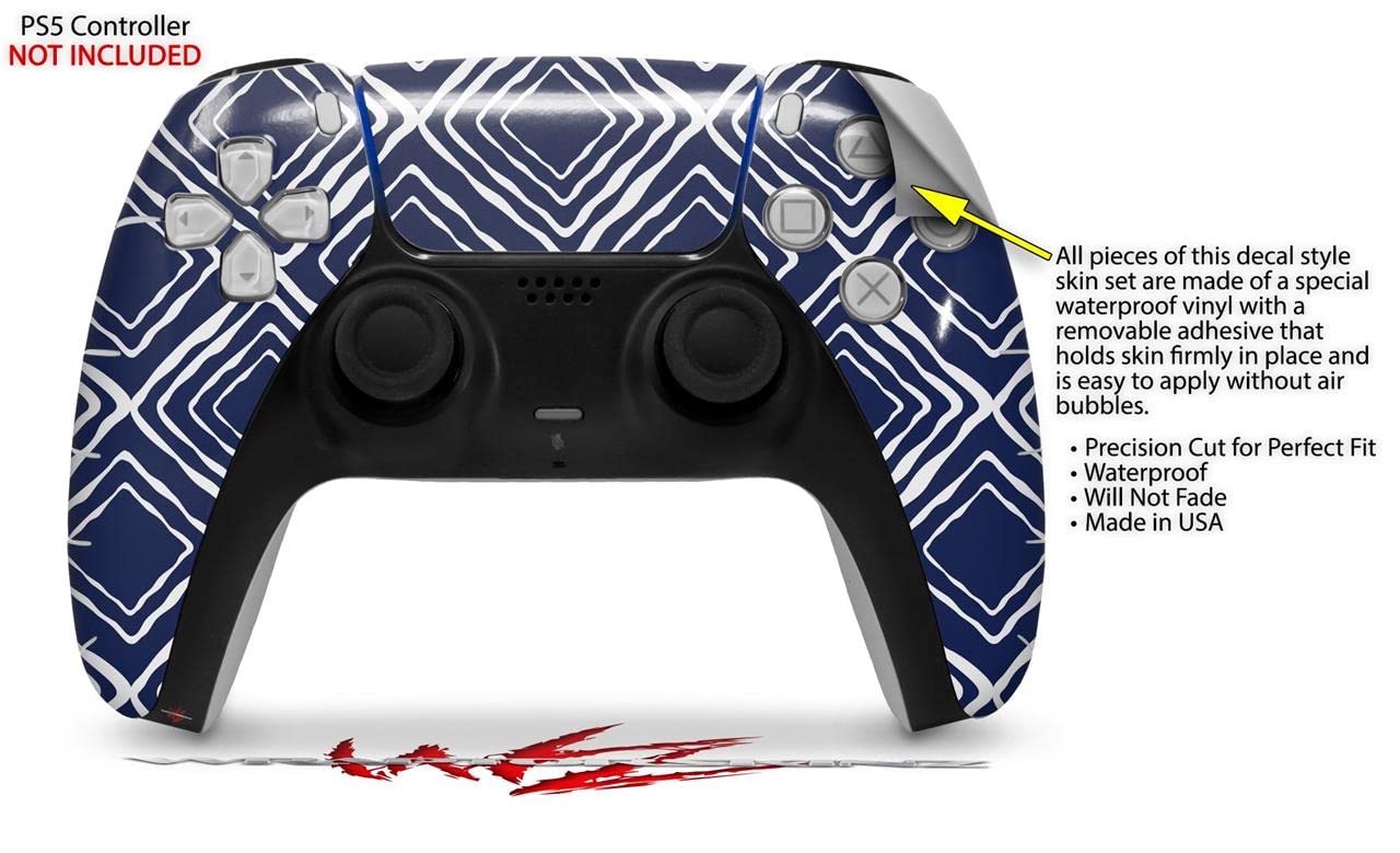 WraptorSkinz Skin Wrap compatible with Sony PS5 DualSense Controller Wavey Navy Blue (CONTROLLER NOT INCLUDED)