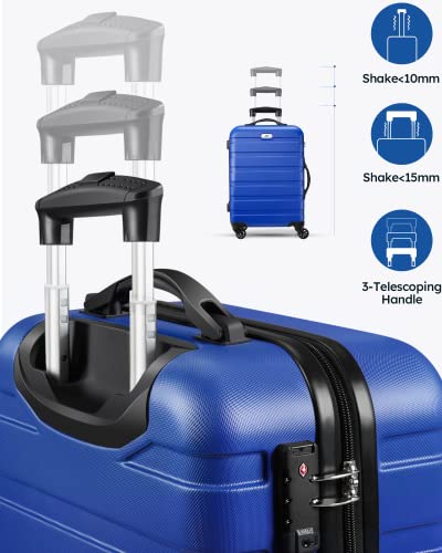 Luggage 3 Piece Sets Hard Shell Luggage Set with Spinner Wheels, TSA Lock, 20 24 28 inch Travel Suitcase Sets, Bright Blue