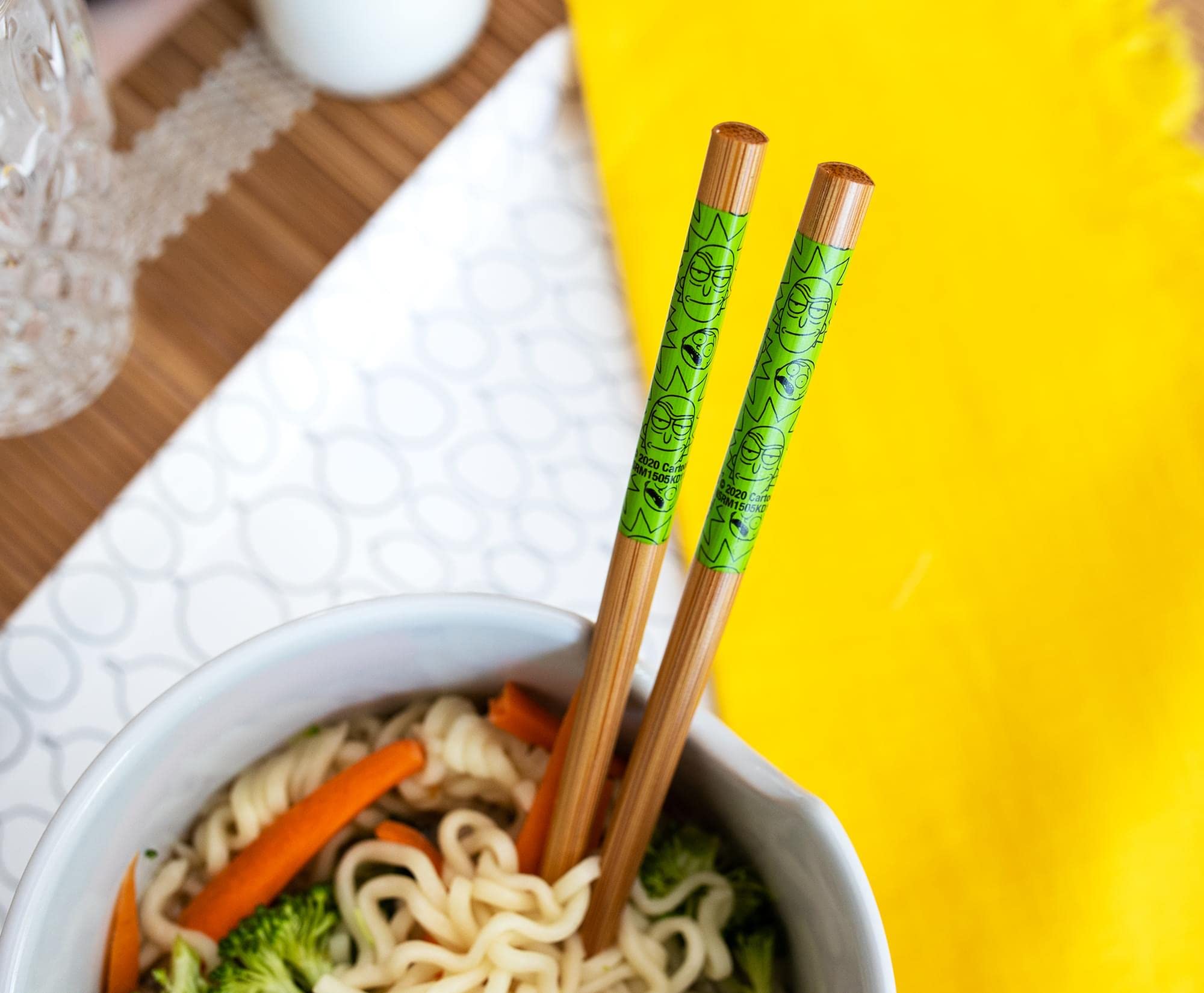 Silver Buffalo Rick and Morty Portal Japanese Ceramic Dinnerware Set | Includes 20-Ounce Ramen Noodle Bowl and Wooden Chopsticks | Asian Food Dish Set For Home & Kitchen