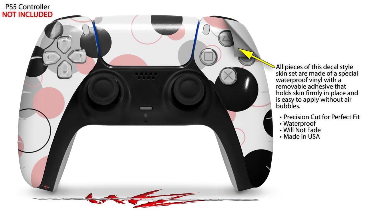 WraptorSkinz Skin Wrap compatible with Sony PS5 DualSense Controller Lots of Dots Pink on White (CONTROLLER NOT INCLUDED)
