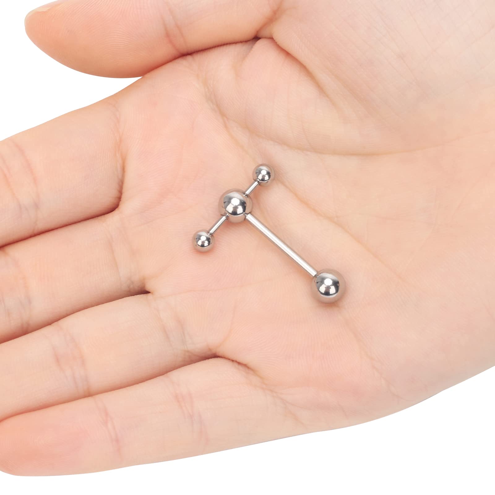 CrazyPiercing Tongue Teaser 316L Surgical Steel Double Barbell with Slave Ring
