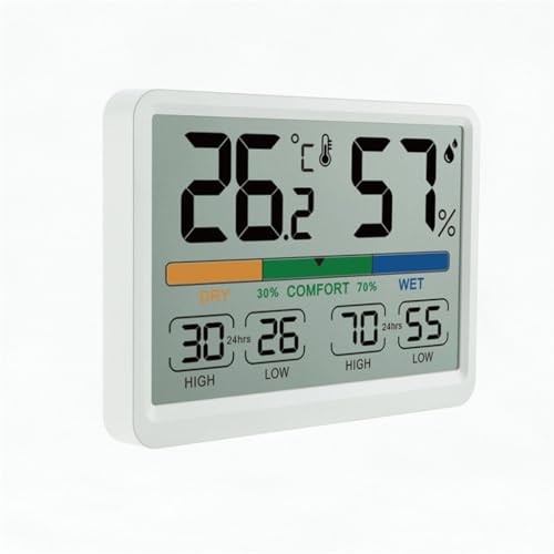 LNYHLXS Digital Temperature Aand Humidity Meter Indoor Household Magnetic Suction with Clock Refrigerator