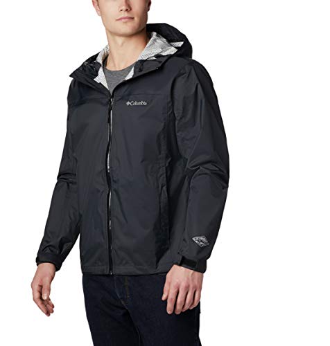 Columbia Men's EvaPOURation Rain Jacket, Waterproof and Breathable-, Black, Small