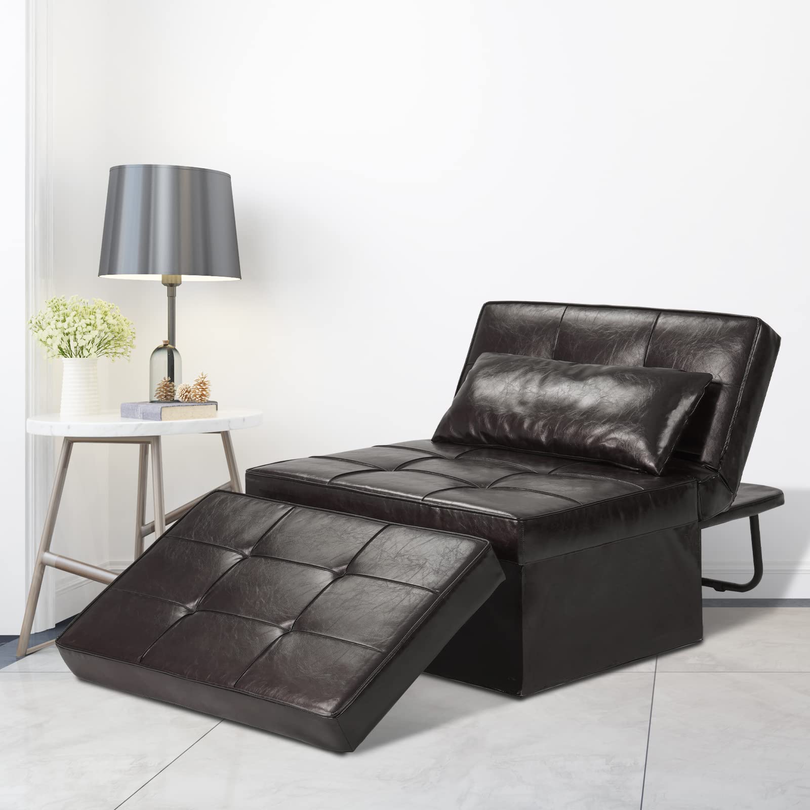 Diophros Sofa Bed, Convertible Chair 4 in 1 Multi-Function Modern Folding Ottoman Guest Bed with Adjustable Sleeper for Small Room Apartment, Large