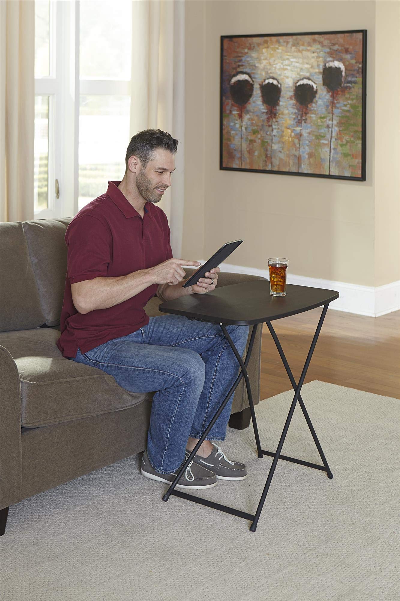 COSCO Multi-Purpose, Adjustable Height Personal Folding Activity Table, 1 Pack, Black
