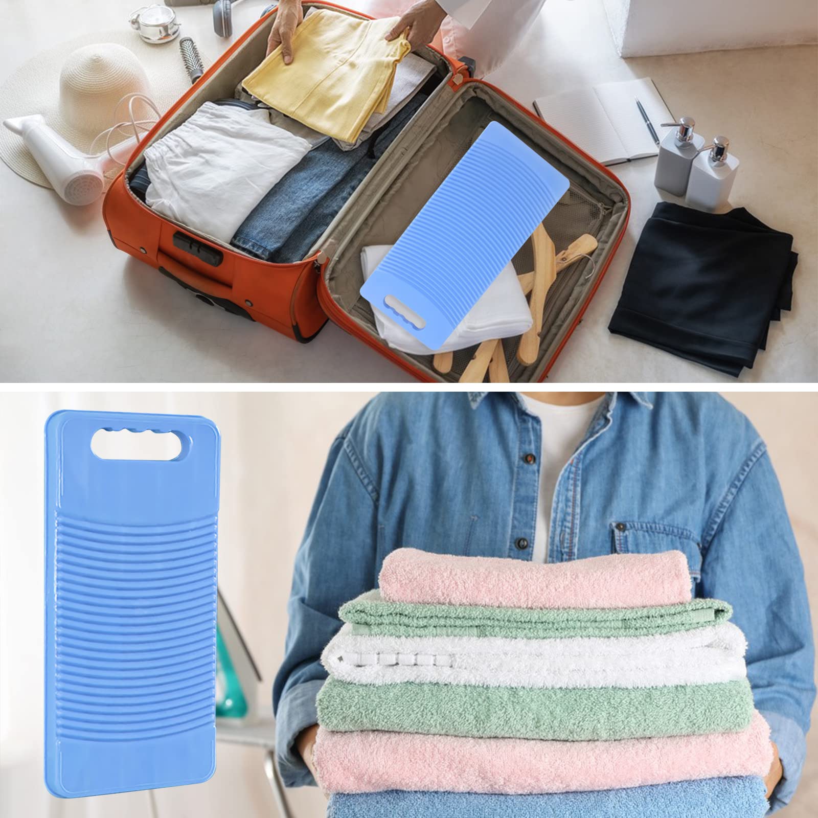 MZD Plastic Rectangle Washboard Washing Clothes Board 50cm Long (Red)