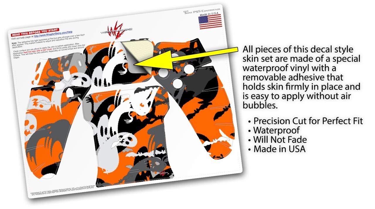 WraptorSkinz Skin Wrap compatible with Sony PS5 DualSense Controller Halloween Ghosts (CONTROLLER NOT INCLUDED)