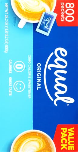 EQUAL 0 Calorie Sweetener, Sugar Substitute, Zero Calorie Sugar Alternative Sweetener Packets, Sugar Alternative, 800 Count