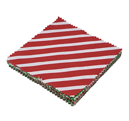 Soimoi Precut 10-inch Check Prints Cotton Fabric Bundle Quilting Squares Charm Pack DIY Patchwork Sewing Craft- Red & Green