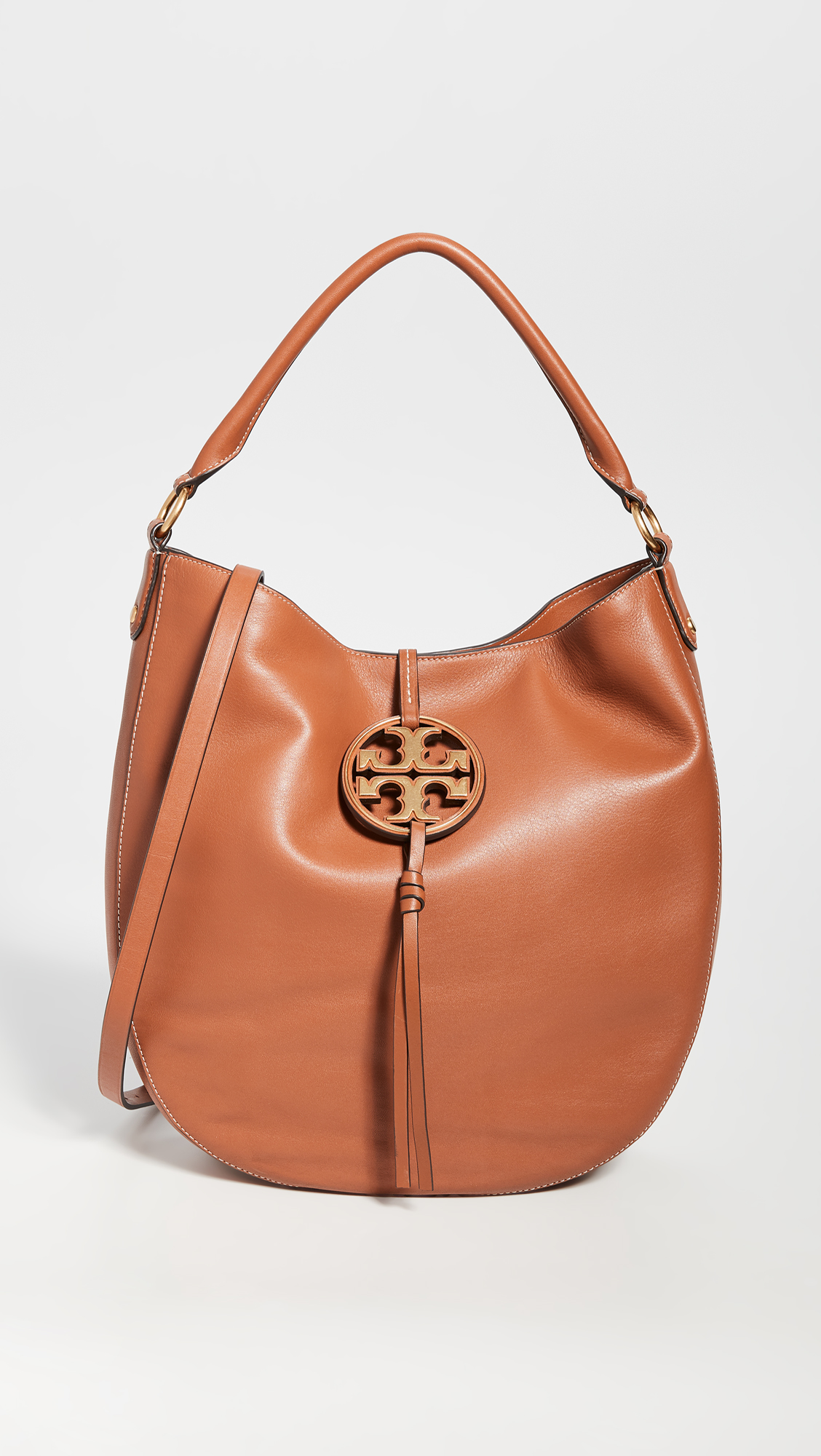 Tory Burch Women's Miller Metal Slouchy Hobo Bag, Aged Camello, Tan, One Size