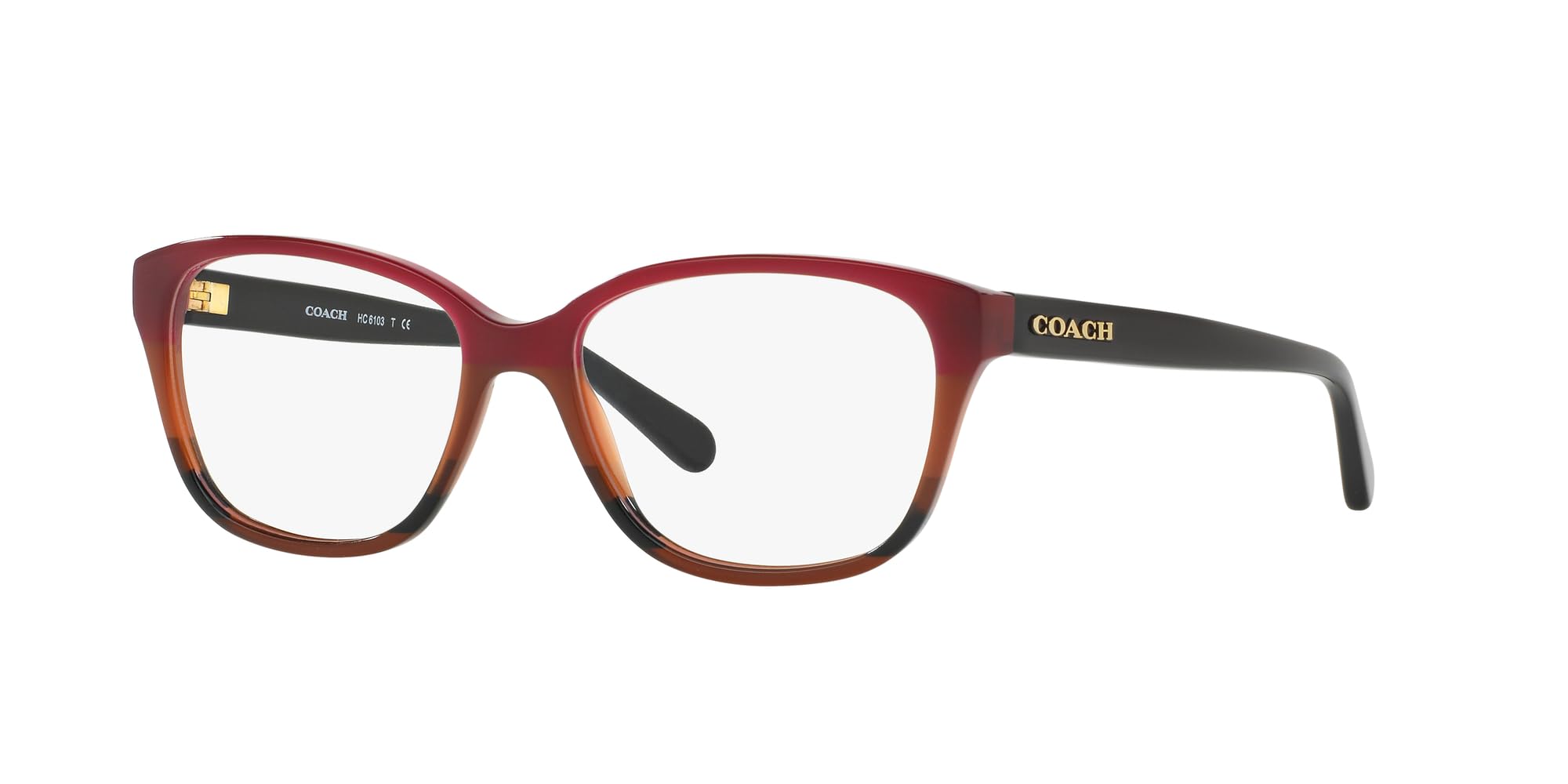 Coach HC6103 Prescription Eyewear Frames, Burgundy Tortoise Gradient/Demo Lens, 54 mm