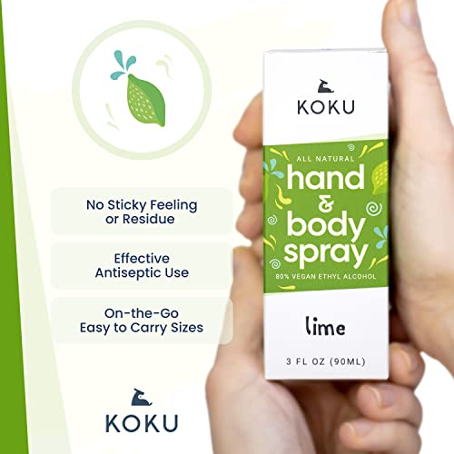 KOKU Citrus Hand & Body Spray Set of 3 Scents | Lemon-Lime-Mandarin Orange | 3 x 3 fl oz