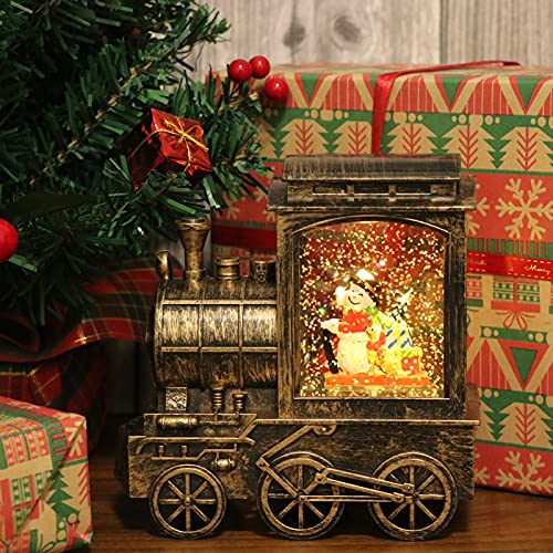 Wondise Lighted Christmas Snow Globes Musical Lantern with Timer, Battery Operated and USB Powered Spinning Water and Swirling Glitter Holiday Decoration