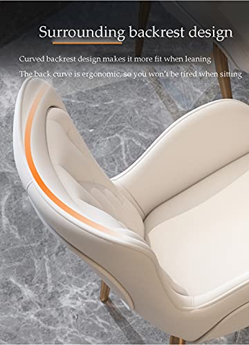 KEFFOR Dining Kitchen Room Chairs Living Room Armchair Modern Upholstered Dining Chairs with Soft Microfiber Leather Cushion Seat and Gold-Plated Feet (Color : White)