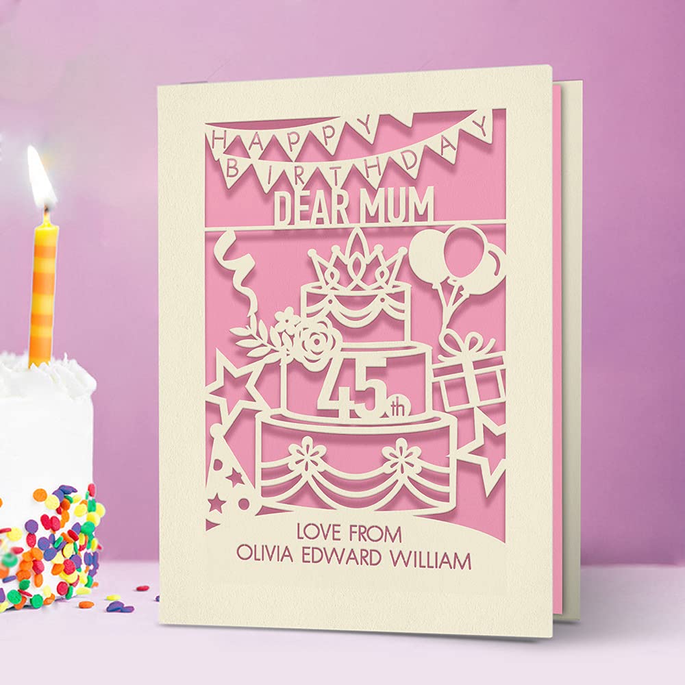 Personalized Birthday Card for Her Custom Happy Birthday Gift for Mum Dad Boys Women Granddaughter Keepsake Card for Daughter Girls at 1st 3rd 7th 13th 17th 21st 30th 50th 70th with Envelope (Pink)