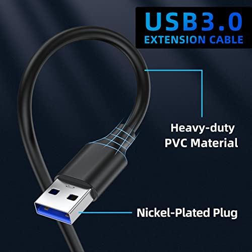 URELEGAN USB 3.0 Extension Cable 6FT, USB A Male to Female Extender Cord High Data Transfer Compatible for Webcam,Gamepad, USB Keyboard, Flash Drive, Hard Drive, Printer and More