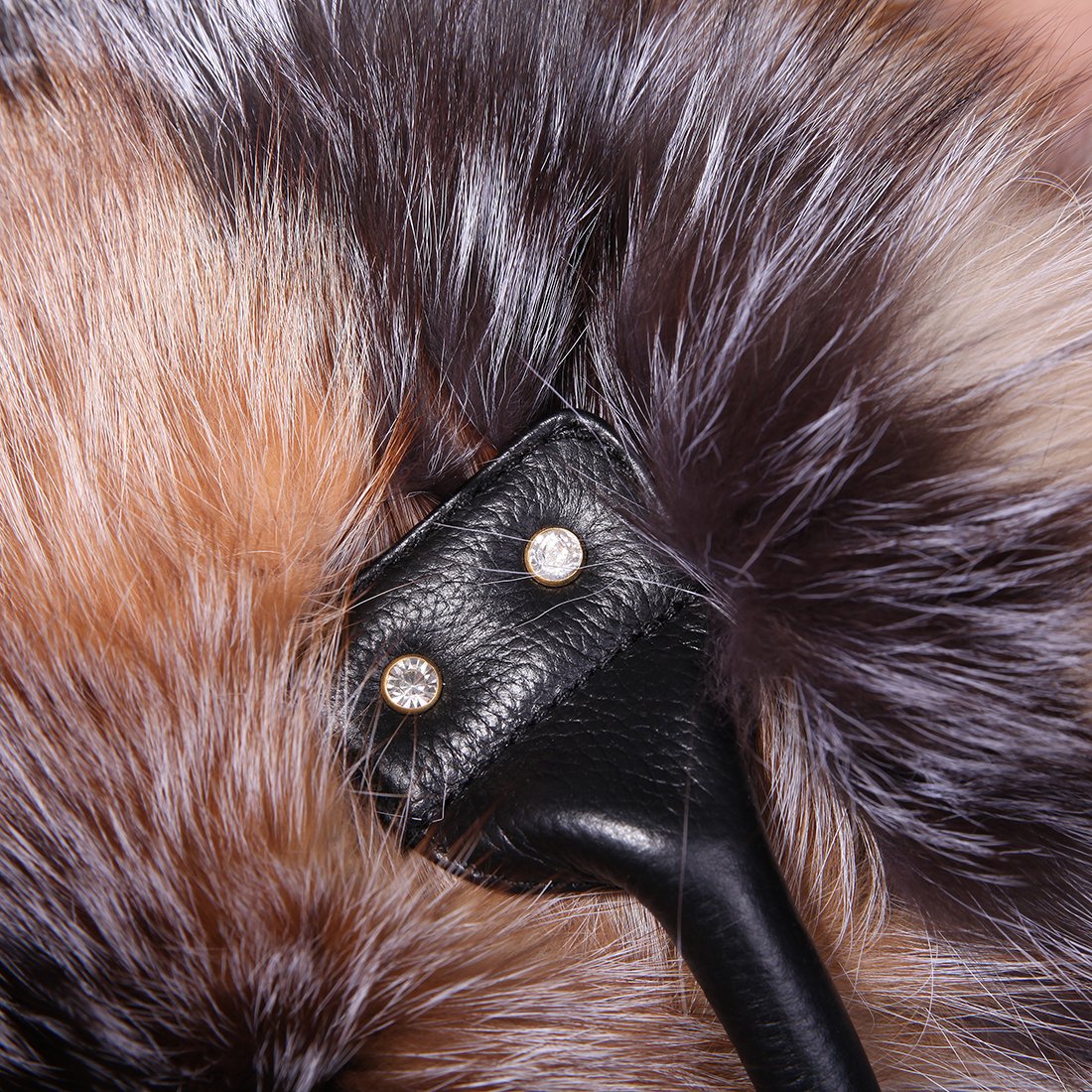 URSFUR Women's Winter Handbag Real Fox Stachel Bag Purse