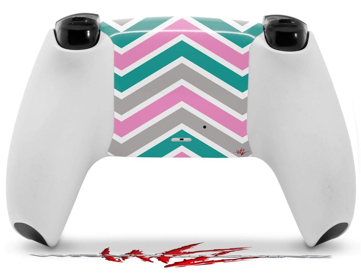 WraptorSkinz Skin Wrap compatible with Sony PS5 DualSense Controller Zig Zag Teal Pink and Gray (CONTROLLER NOT INCLUDED)