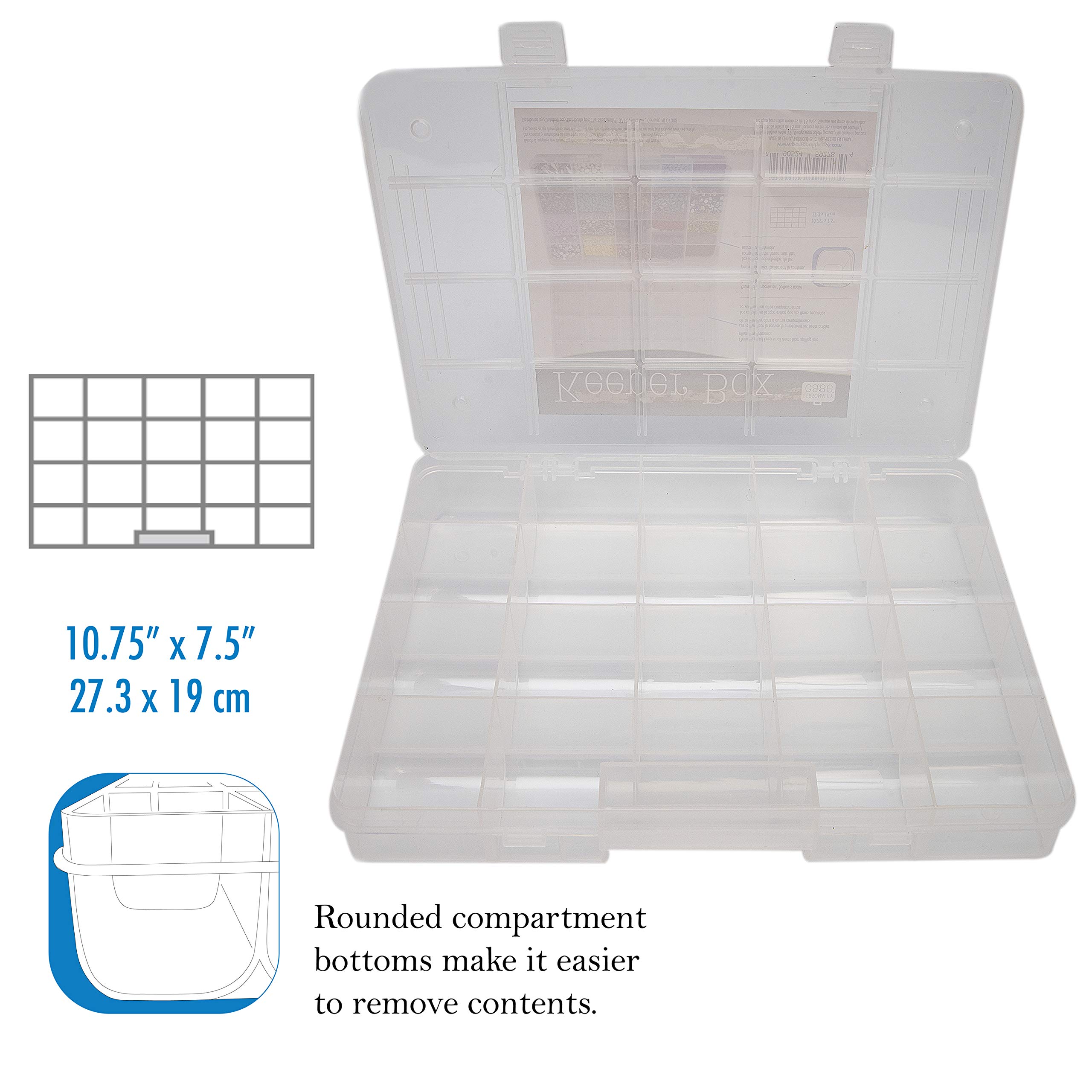 The Beadsmith Keeper Box - Medium Size - 10-3/4 x 7-1/2 inches, Storage Organizer with 20 compartments, Art Supply Organizers for Craft, Jewelry, Nail Art and More