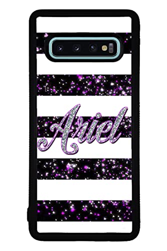 Purple Silver Bars Personalized Black Rubber Phone Case Compatible With Samsung Galaxy S23 S23+ Ultra S22 S22+ S21 S21FE S21+ S20FE S20+ S20 Note 20 S10 S10+ S10e