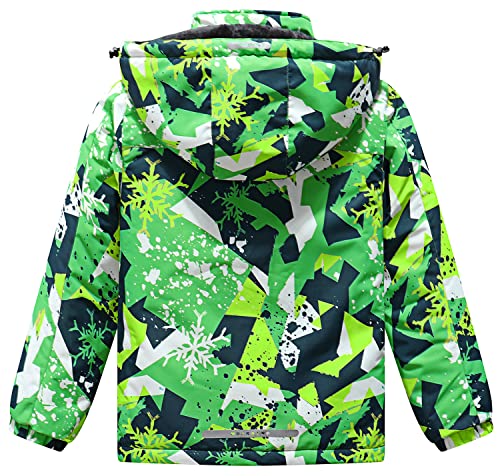 MOERDENG Kid's Ski Jacket Waterproof Winter Coat Boy's and Girl's Fleece Snowboarding Jackets with Detachable Hood