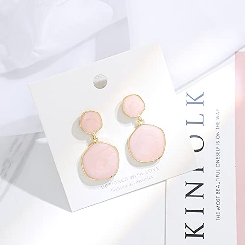 Flairs New York Marble Drop Dangle Earrings Set (Baby Pink Marble, Pack of 1 Pair)