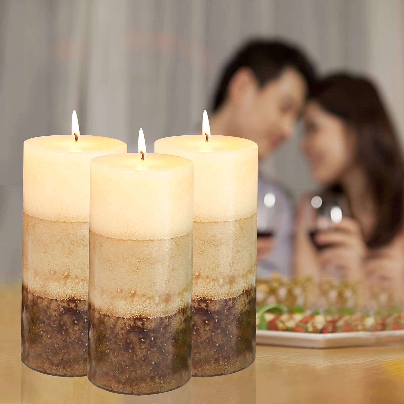 Petristrike Pillar Candles, Scented Candle, Set of 3 Vanilla Cupcake Aromatherapy Candles for Home Scented, Woman Gifts, Bathroom, Spa, Wedding (3 × 6")